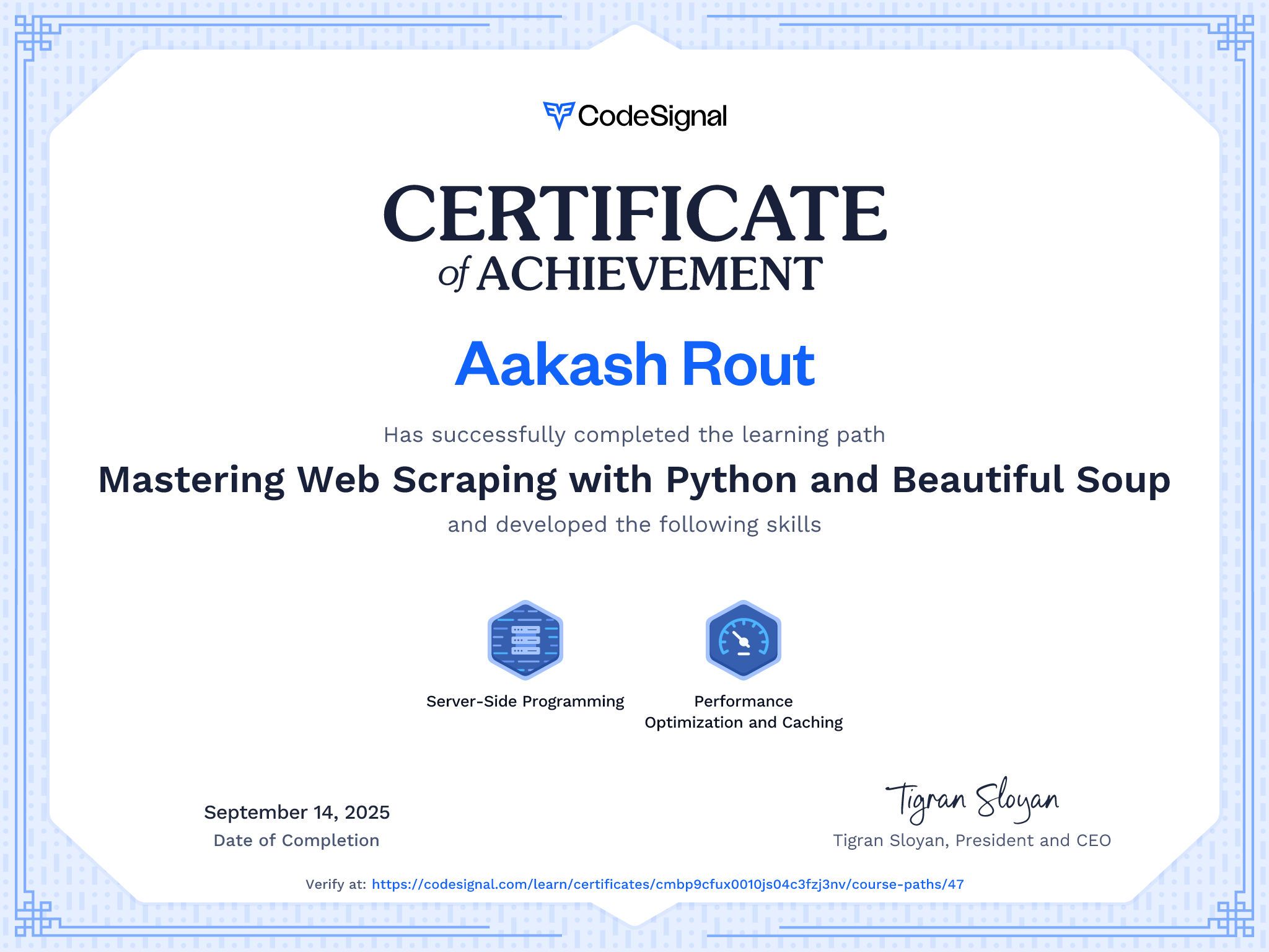 Path certificate for Mastering Web Scraping with Python and Beautiful ...
