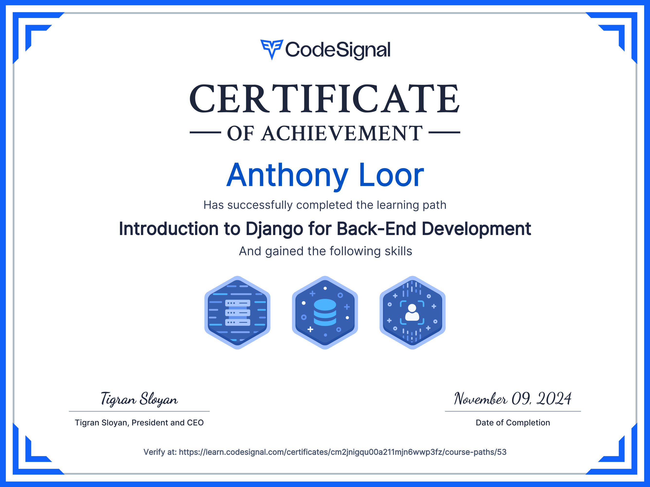 Path certificate for Introduction to Django for Back-End Development ...