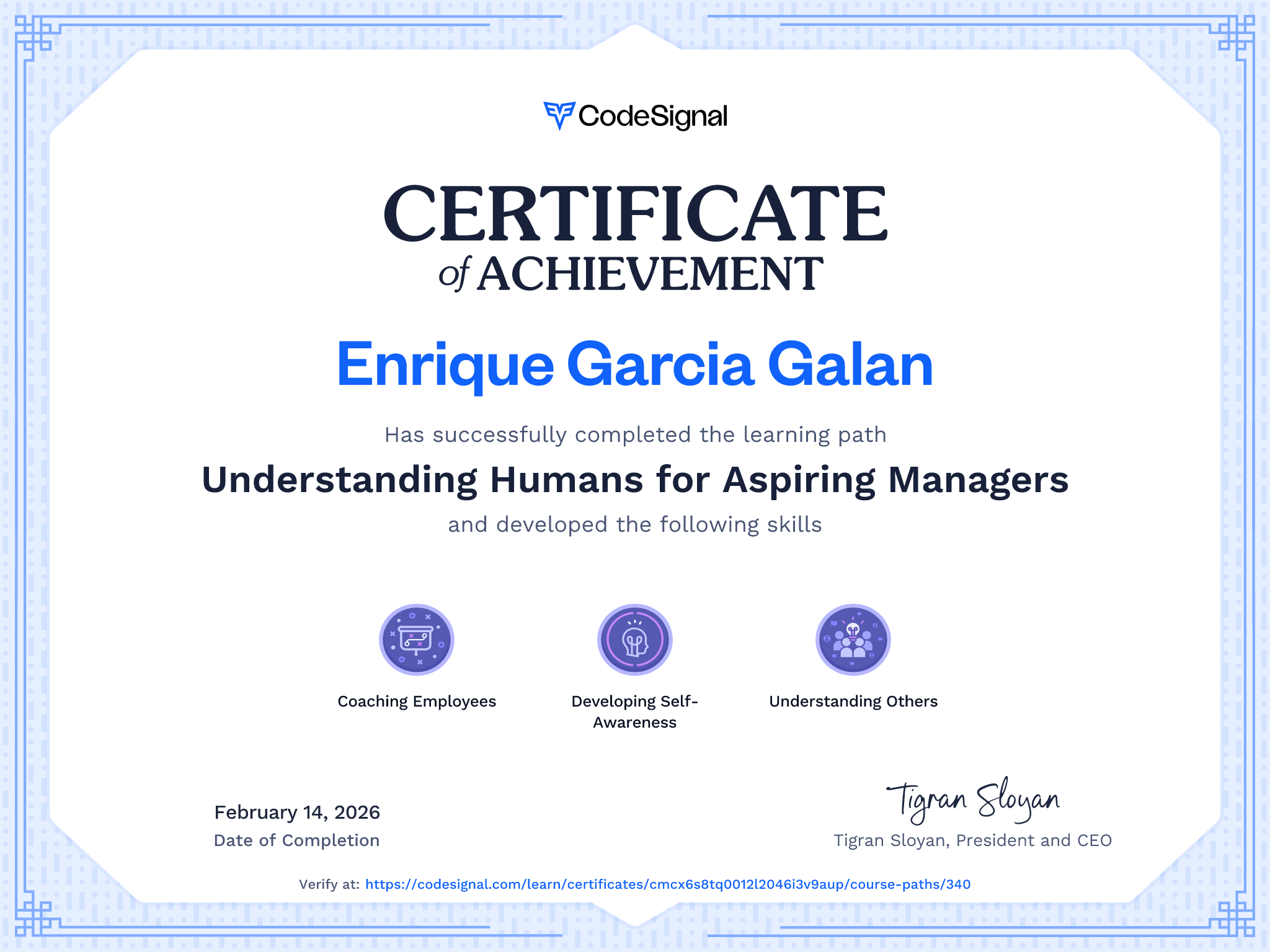 Path certificate for Understanding Humans for Aspiring Managers ...