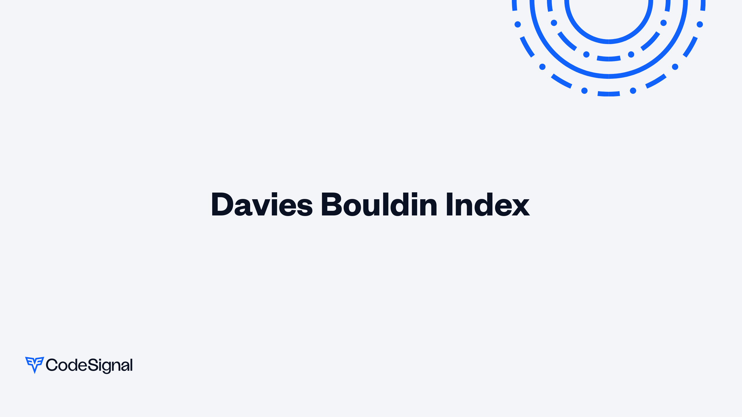 Davies Bouldin Index | CodeSignal Learn