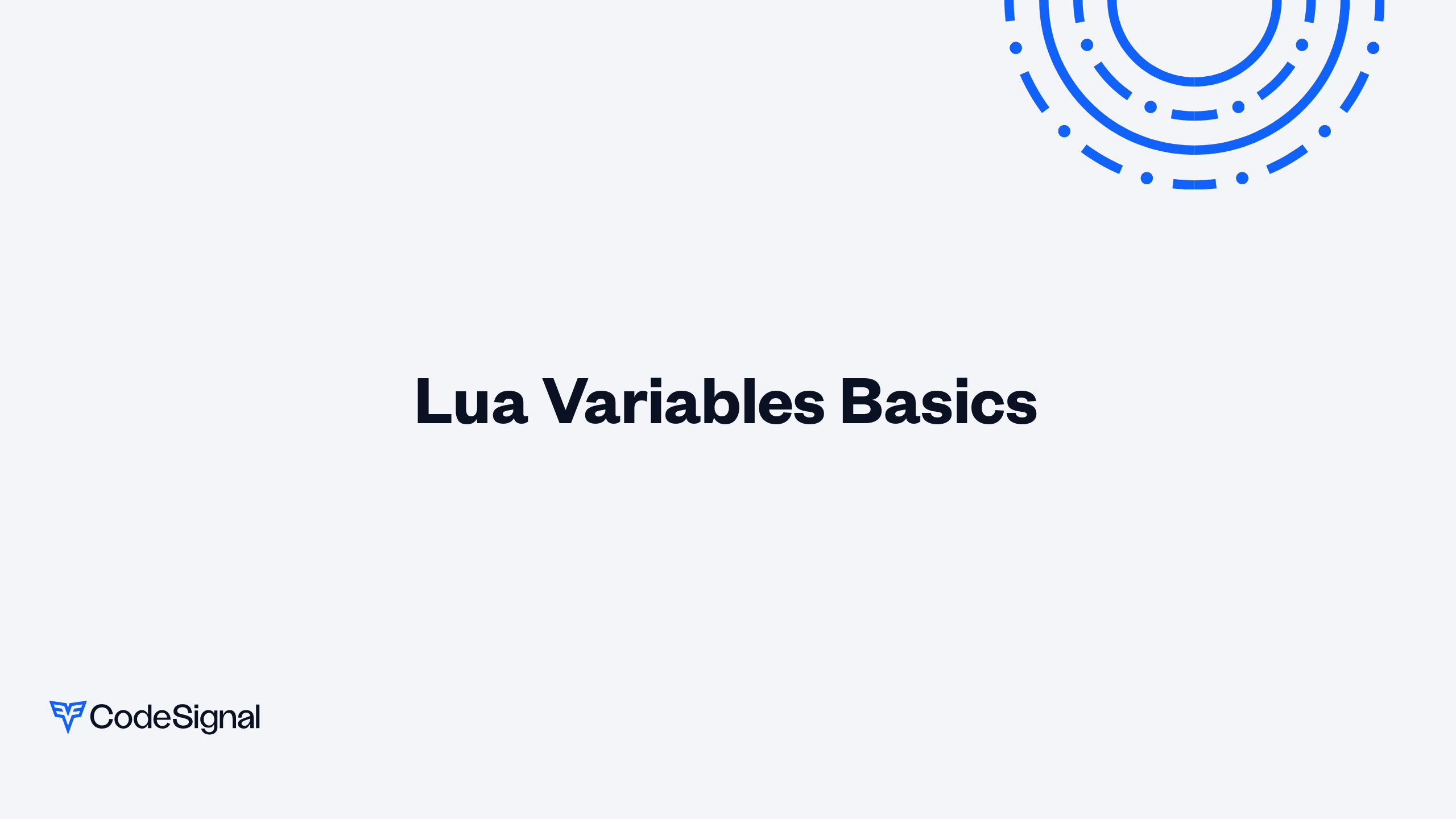 Lua Variables Basics | CodeSignal Learn
