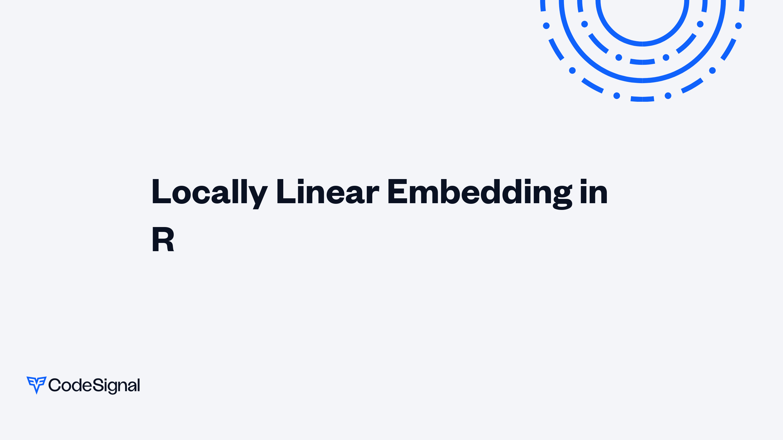 Locally Linear Embedding in R | CodeSignal Learn