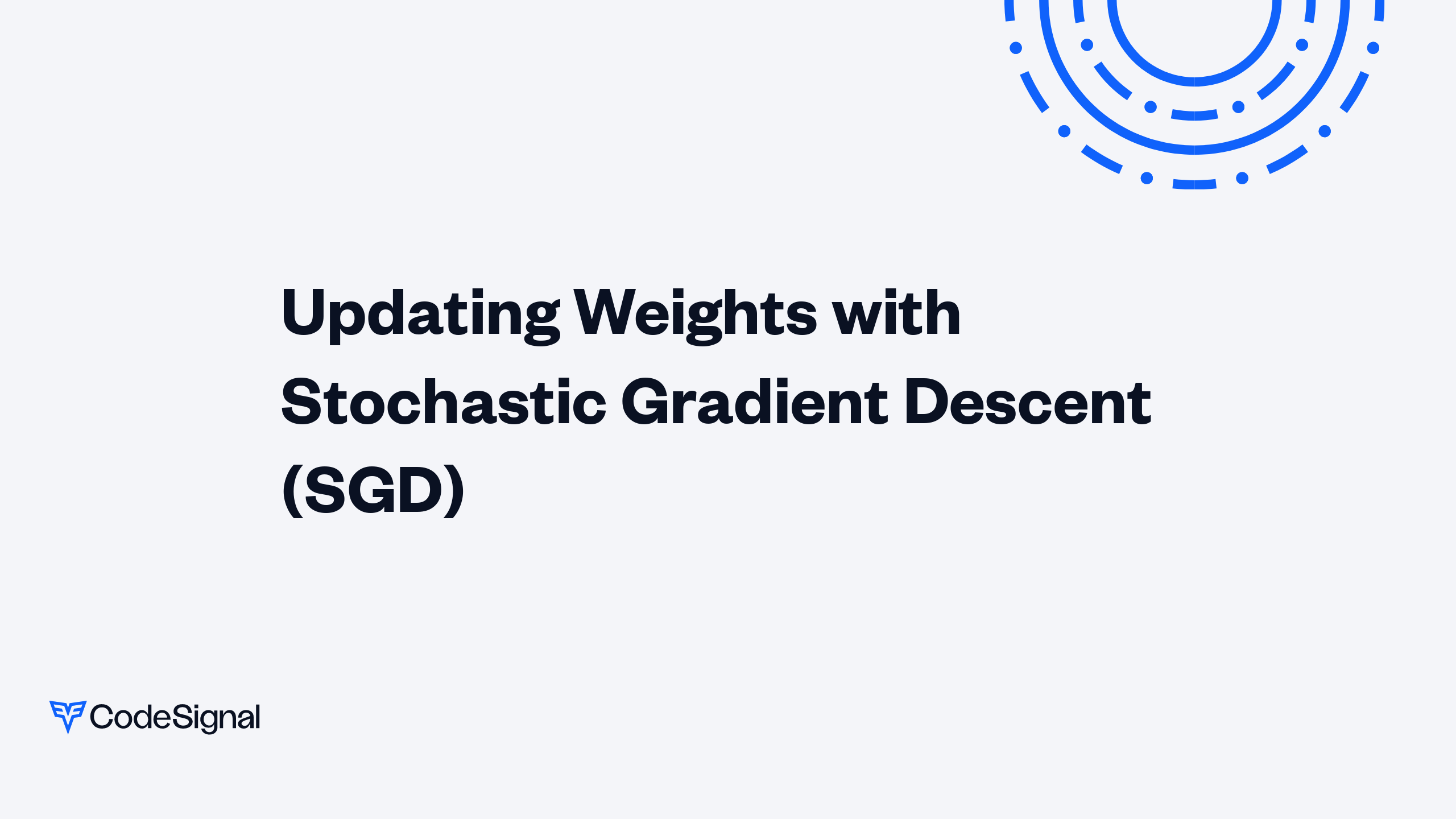 Updating Weights with Stochastic Gradient Descent (SGD) | CodeSignal Learn